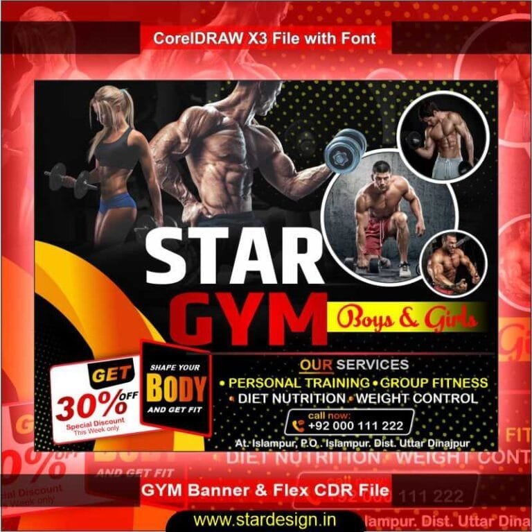 Gym Banner Flex Design Cdr File - Star Design