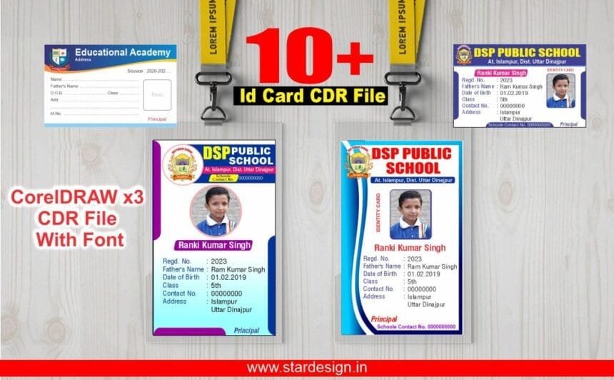 Schoole ID Card CDR File - Star Design