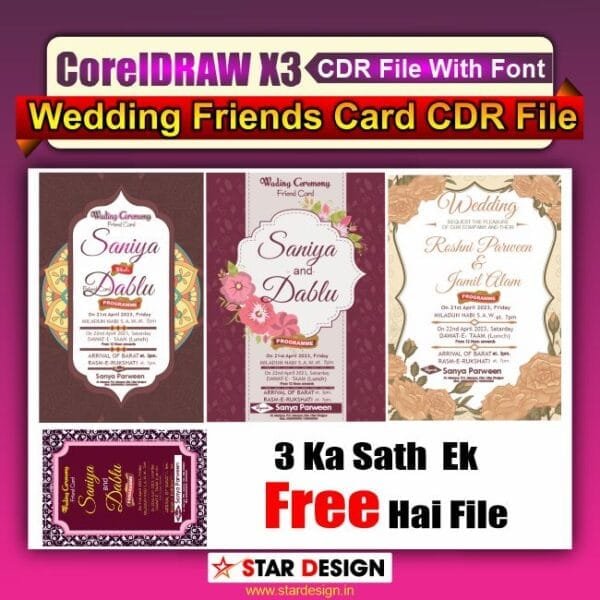 Hindu Wedding Card Design CDR File - Star Design
