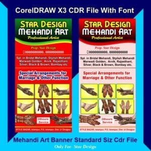 Mehandi Art Banner CDR File - Star Design