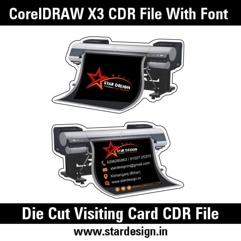 Die Cut Visiting Card CDR File - Star Design