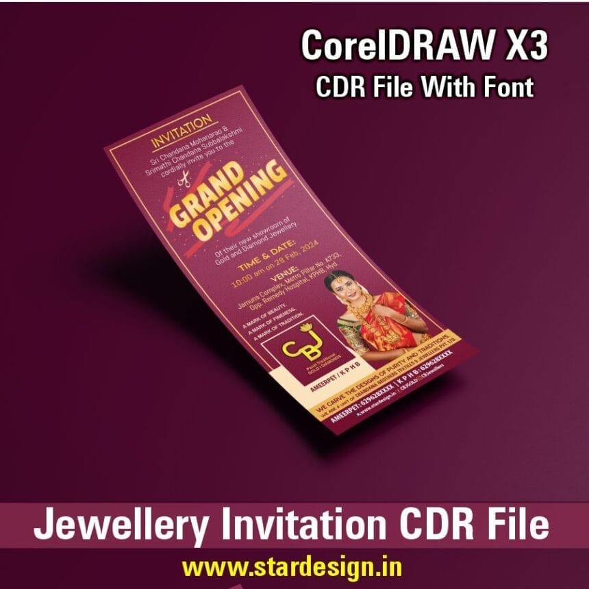 Jewellery Invitation CDR File - Star Design