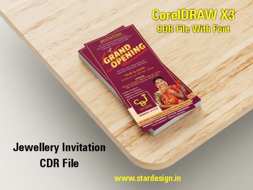 Jewellery Invitation CDR File - Star Design