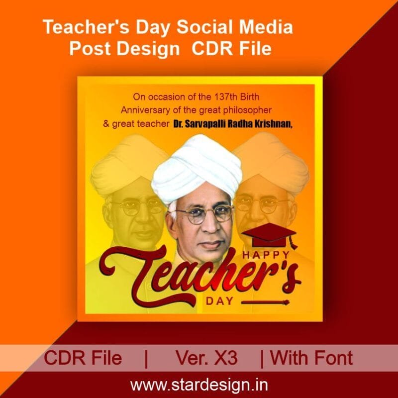 Teacher's Day Social Media Post Design CDR File - Star Design