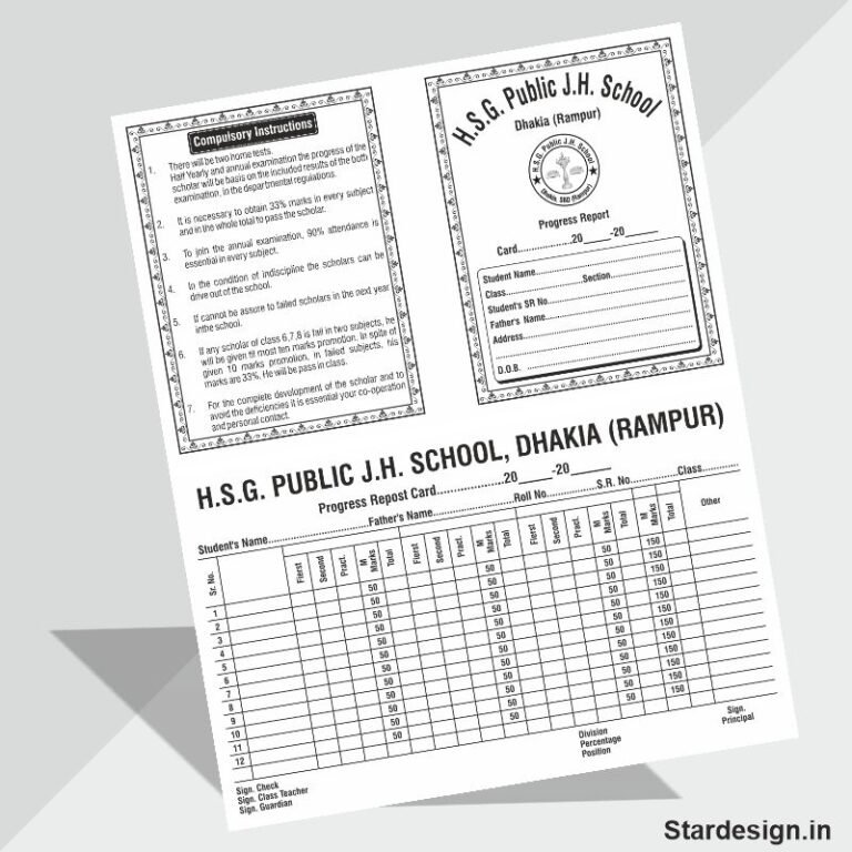 School Report Card Single Color Design Cdr File - Star Design