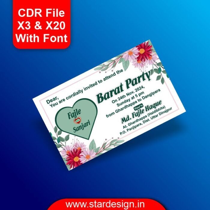 Latest Muslim Barat Card Cdr File - Star Design