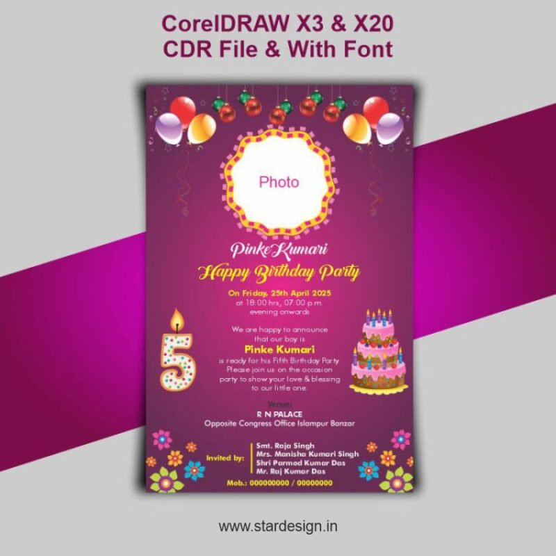 Happy Birthday Banner Design CDR File - Star Design