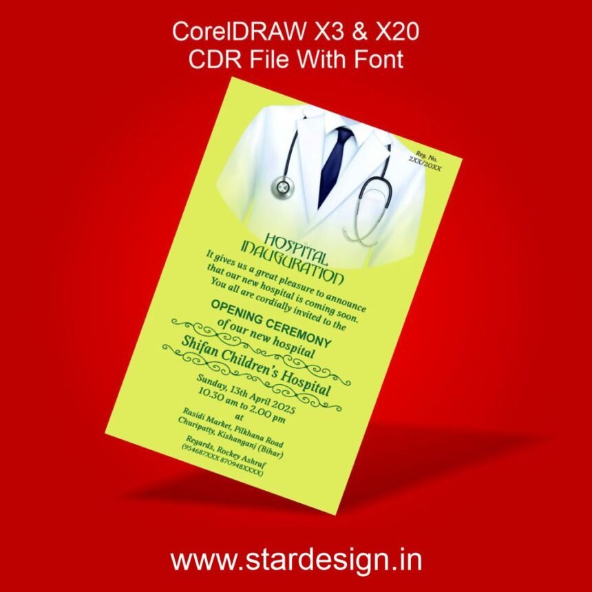 Hospital Invitation Card CDR File - Star Design