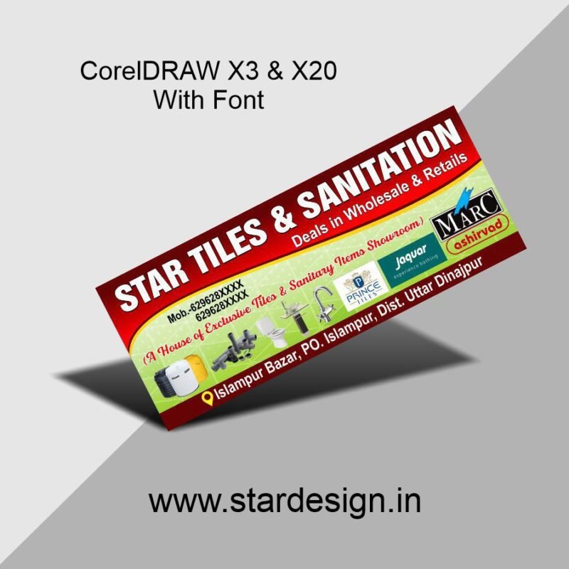 Tiles & Sanitation Banner CDR File - Star Design