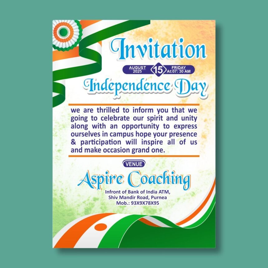 Independence day Invite Card Design Cdr File | 15 August 2024 ...