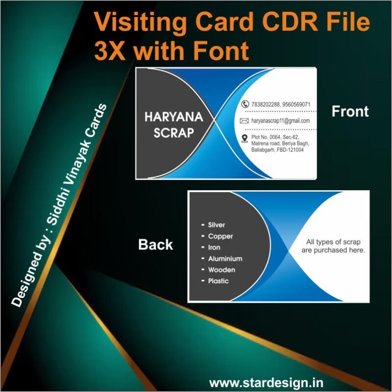 VISITING CARD CDR FILE WITH FONT - Star Design