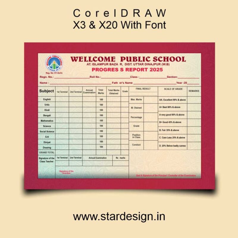 School Progress Report Card CDR File - Star Design